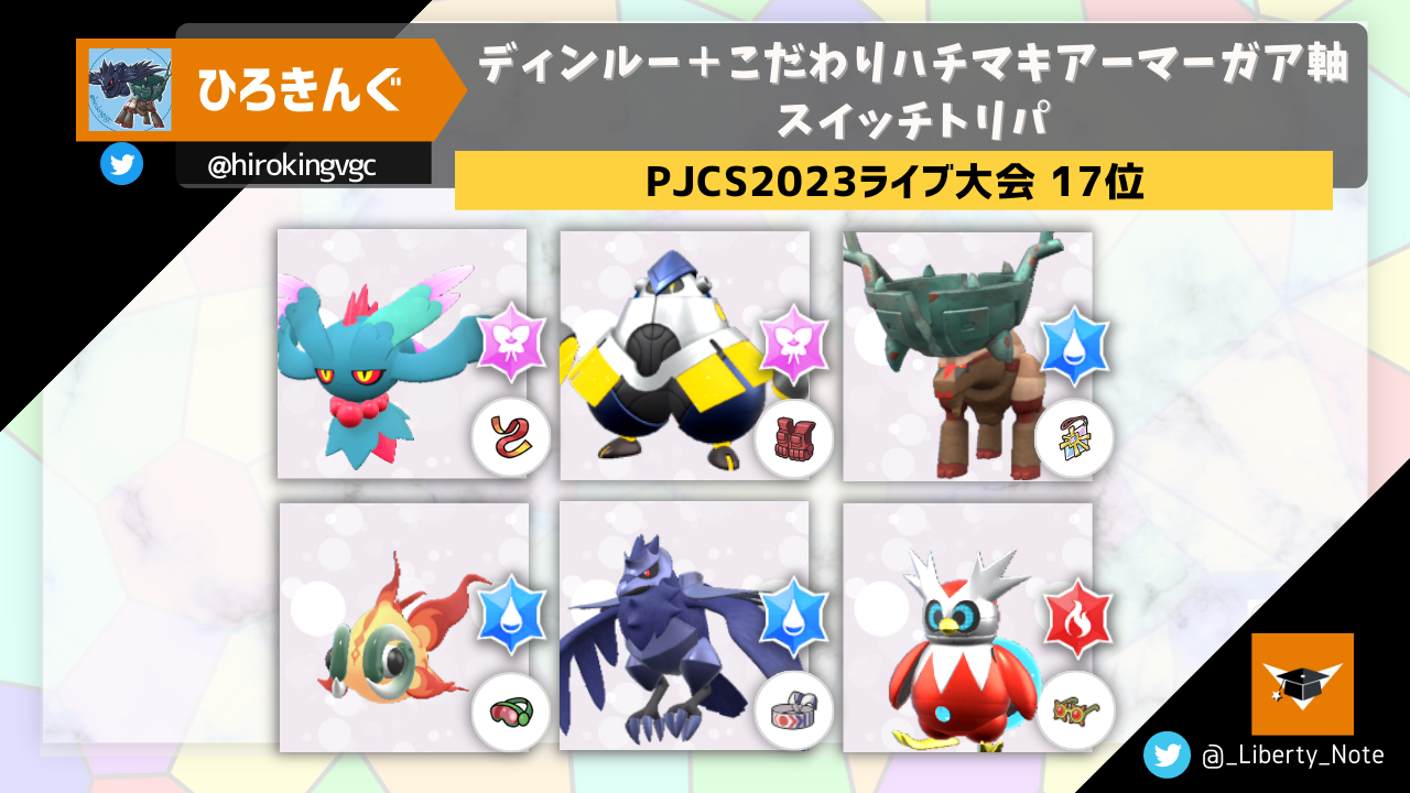 【PJCS2023ライブ大会 17位】ディンルー＋こだわりハチマキアーマーガア軸スイッチトリパ│リバティノート